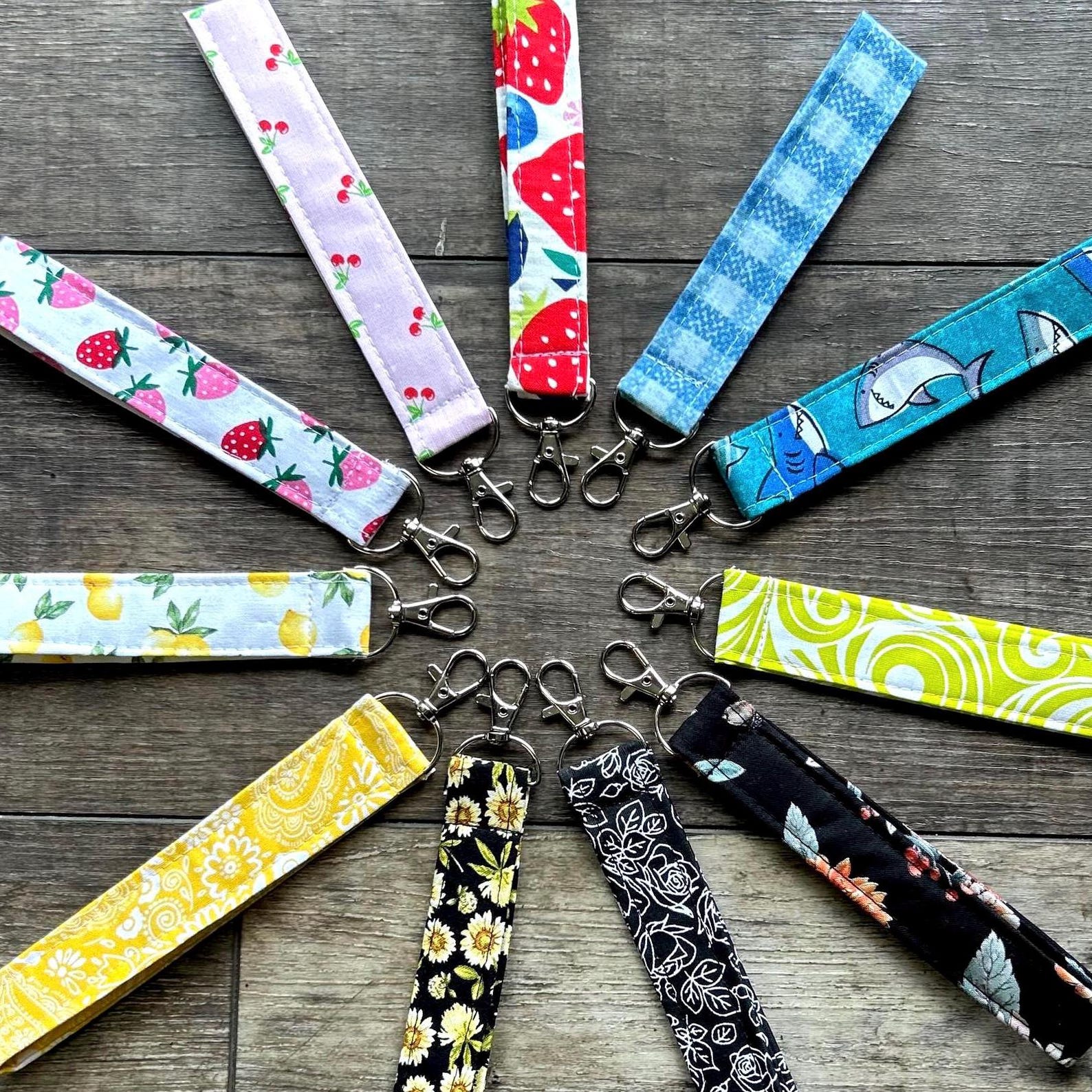 Keychain Wristlet – Handmade Fabric Key Fob | Wrist Keychain Strap for ...