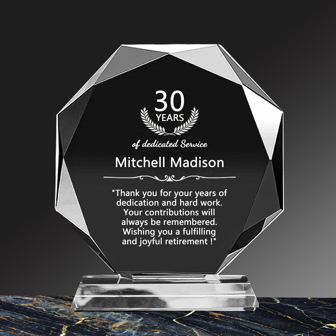 Personalized Crystal Uv/engraved Award, Custom Trophy Gift for Manager ...