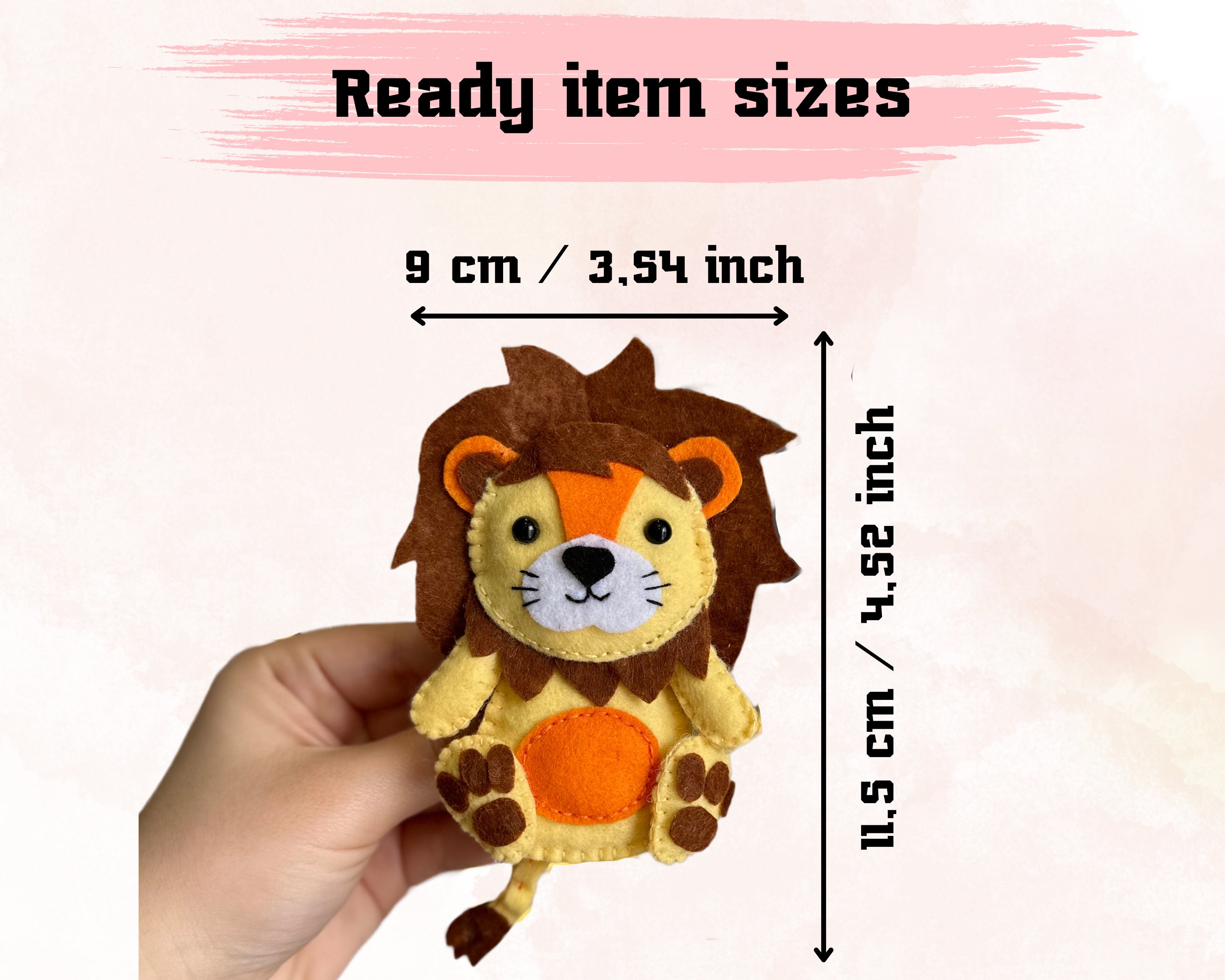 Lion Felt Pattern - Baby Lion for Hand Sewing From Felt - Safari Toy ...