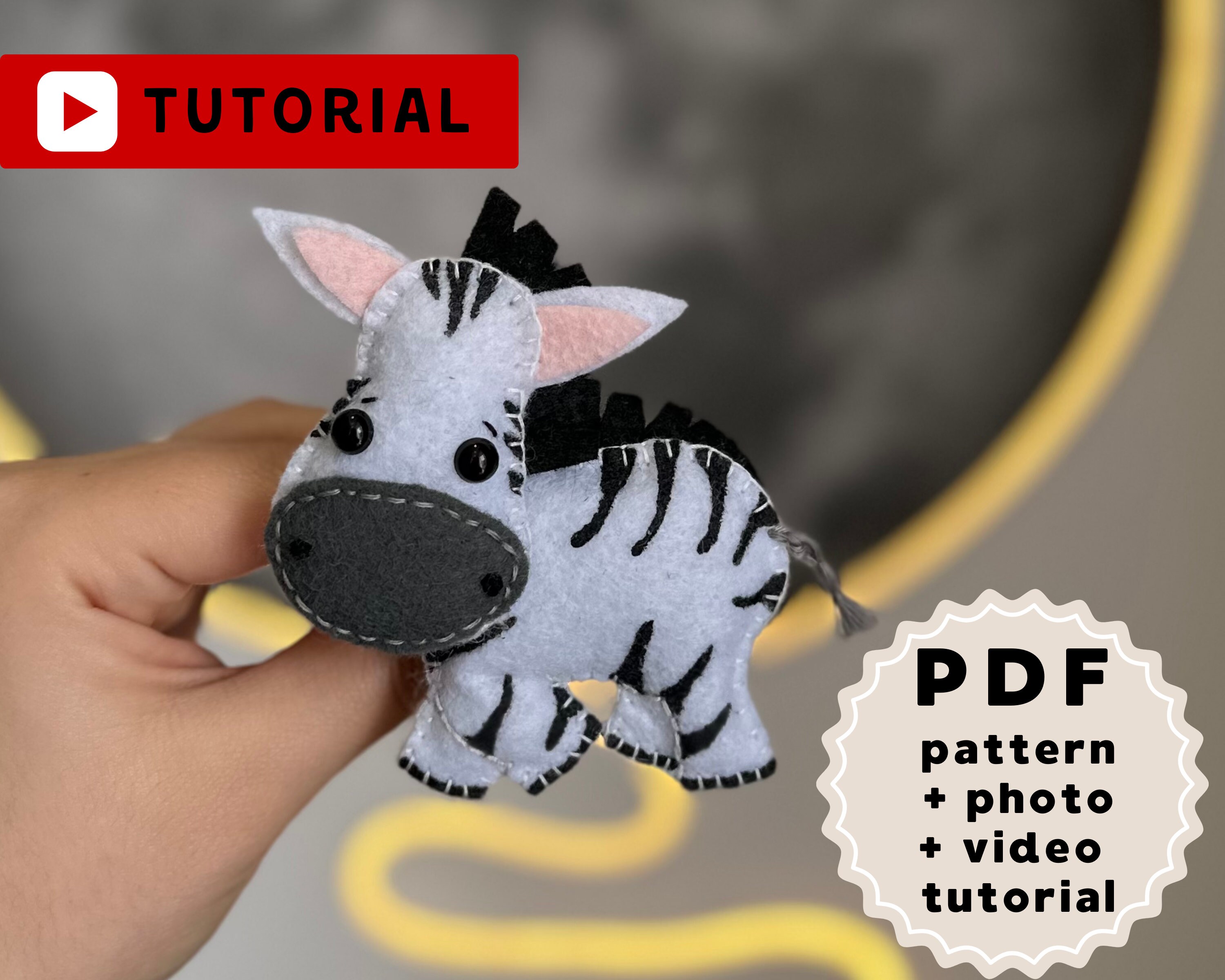 Zebra Felt Pattern Tutorial - Photo and Video Tutorial Zebra - Safari ...