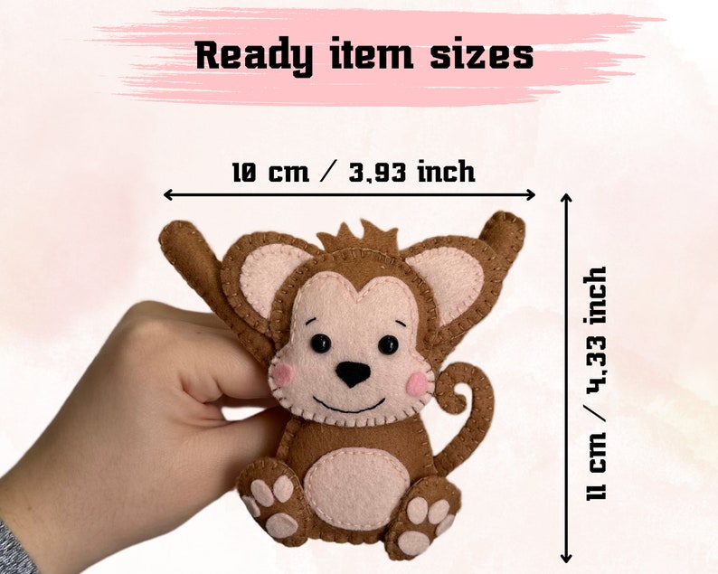 Monkey Felt Pattern Tutorial - Baby Monkey for Hand Sewing From Felt ...
