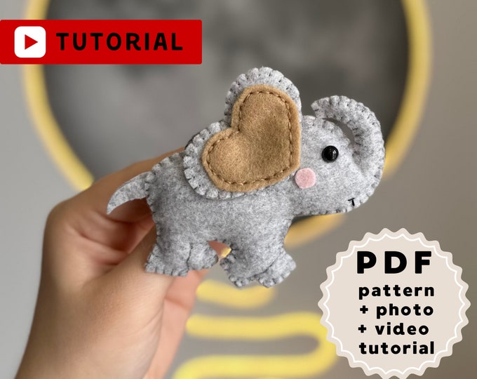 Elephant Felt Pattern Tutorial - Photo and Video Tutorial Elephant ...