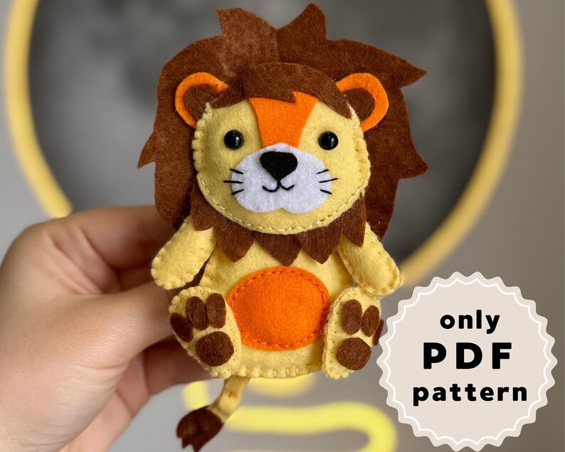 Lion Felt Pattern - Baby Lion for Hand Sewing From Felt - Safari Toy ...