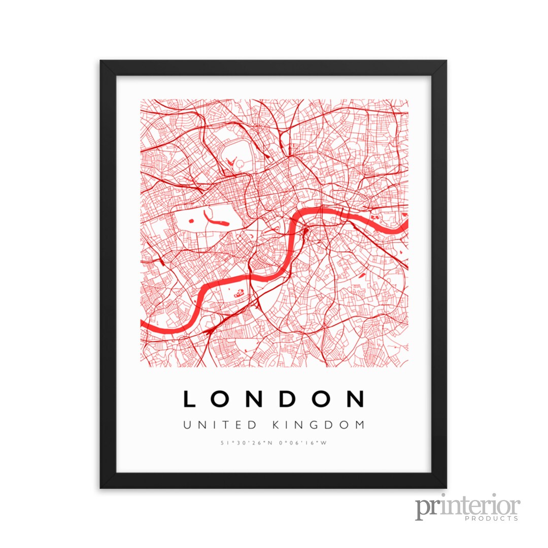 London Map Print, London City, London Map Poster, United Kingdom, City ...