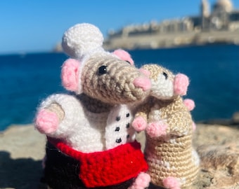Crocheted Chef Rat Stuffed Rat in a Chef Hat Handmade Animal Amigurumi ...