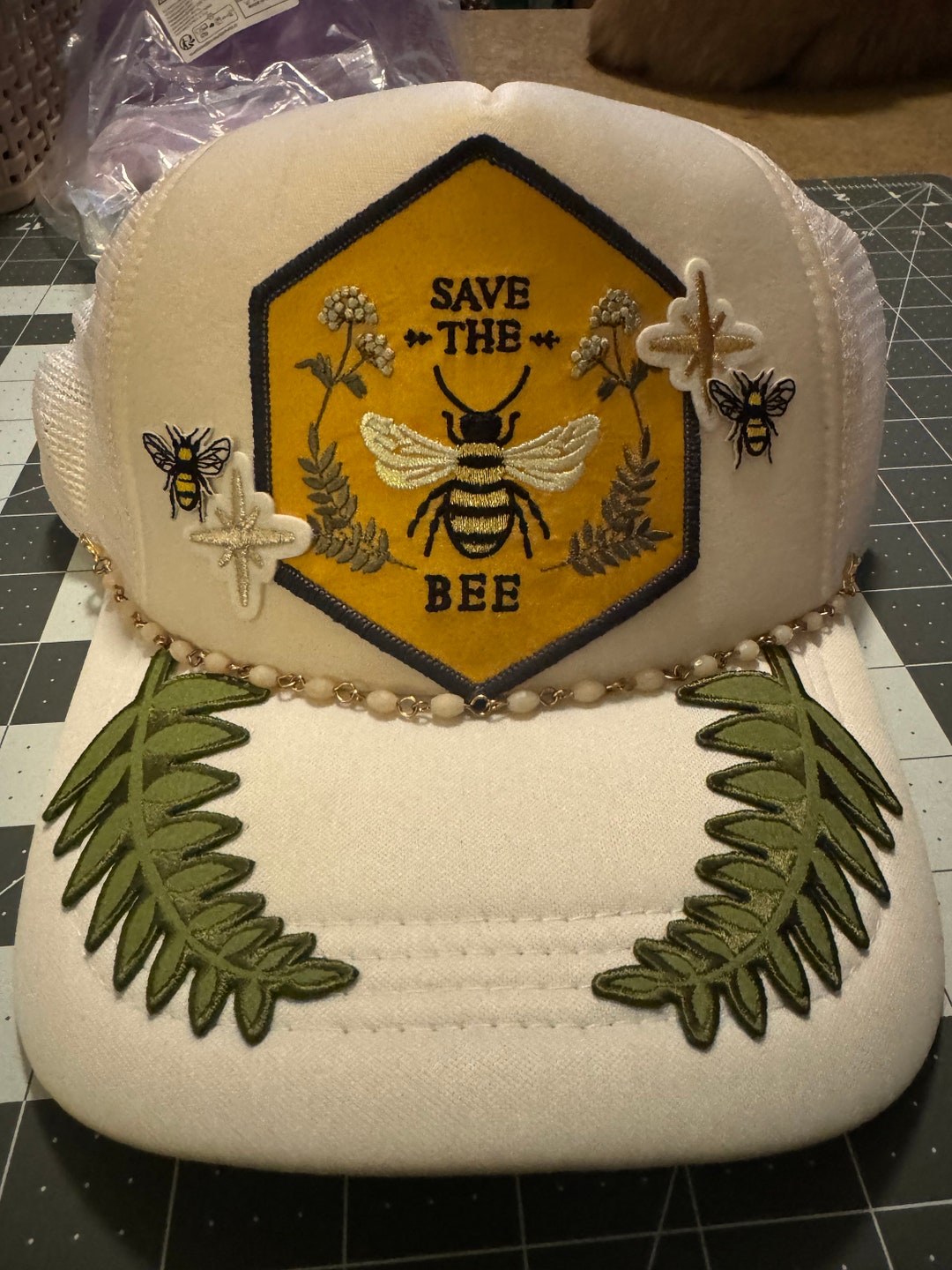 One of a Kind Trucker Hat-save the Bees - Etsy