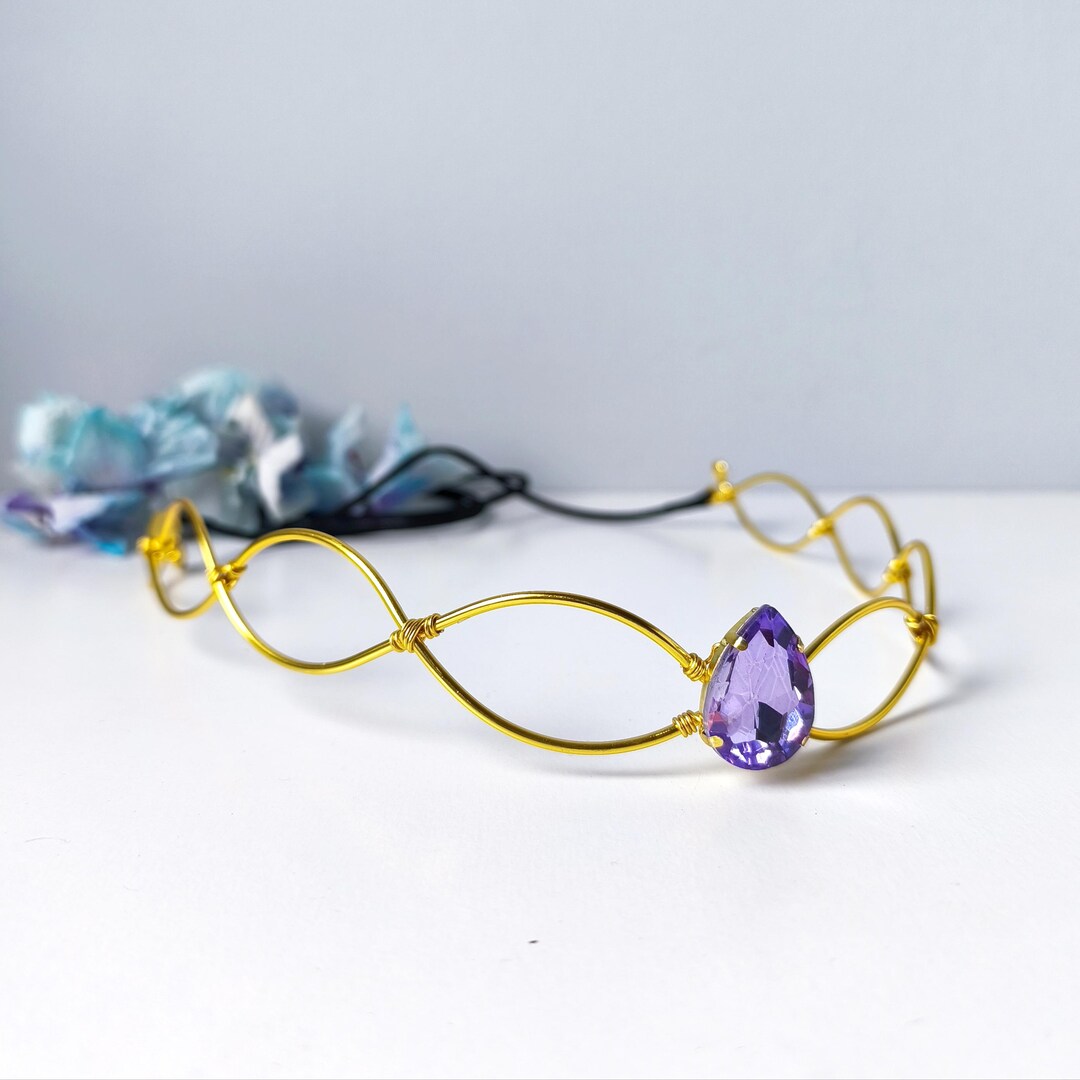 Swan Lake 0dette Crown. Golden Tiara With Lilac Crystal. Fairy Tale ...
