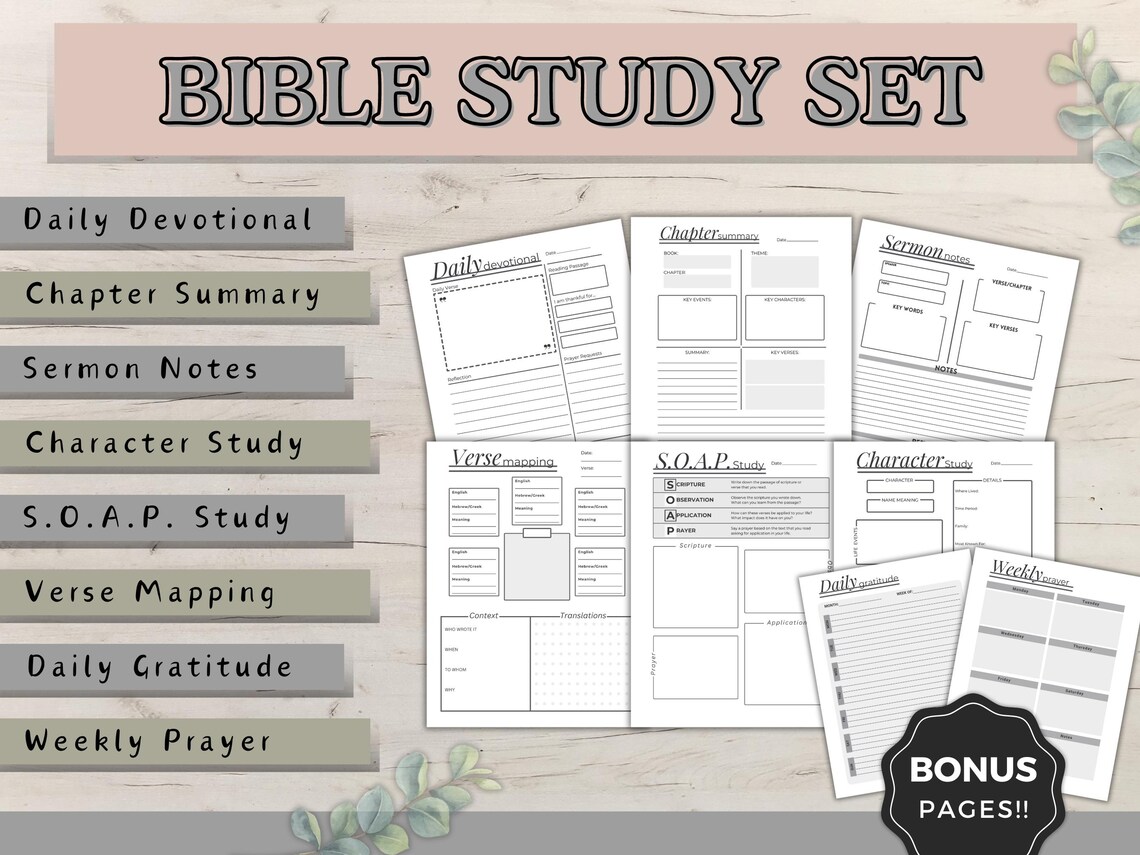 Printable Bible Study Bundle | Instant Download | Sermon Notes | Bible ...