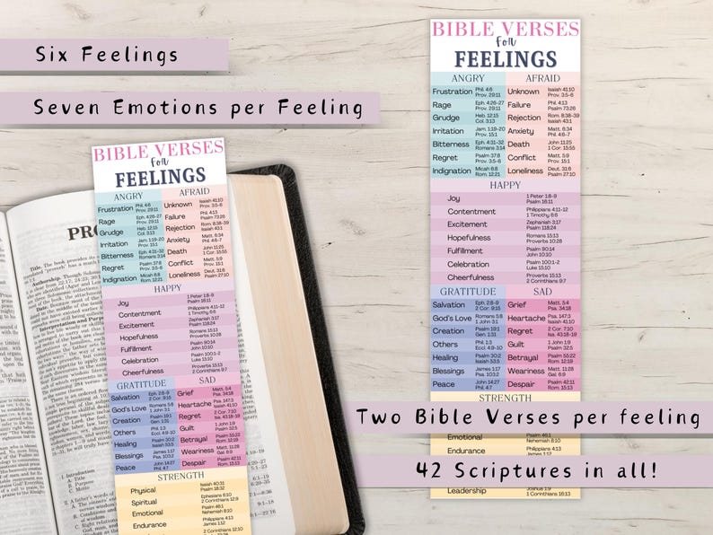 Printable Bible Verses for Emotions - Wheel of Feelings Bookmark ...
