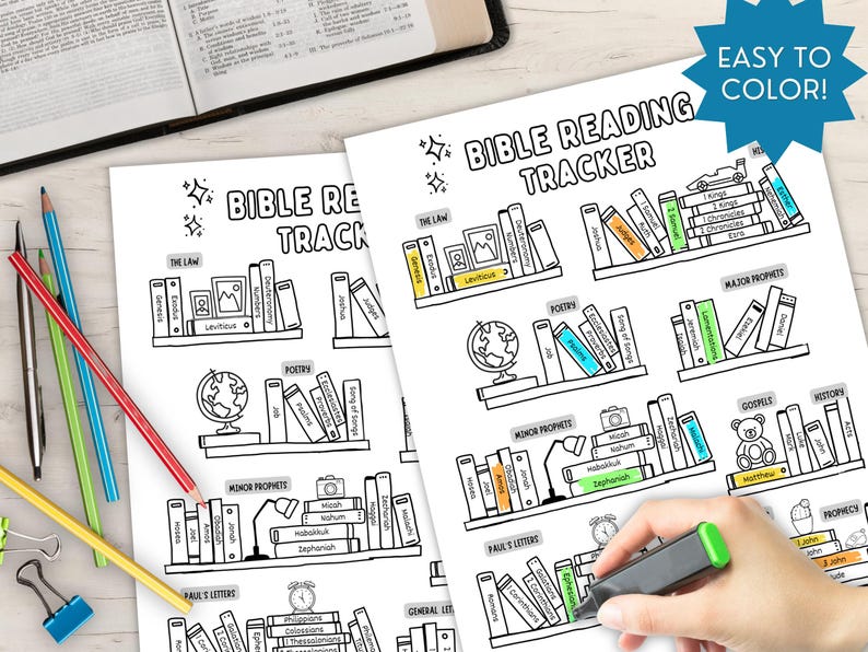 Kids Bible Reading Tracker | Books of the Bible | Bible Chapter Log ...