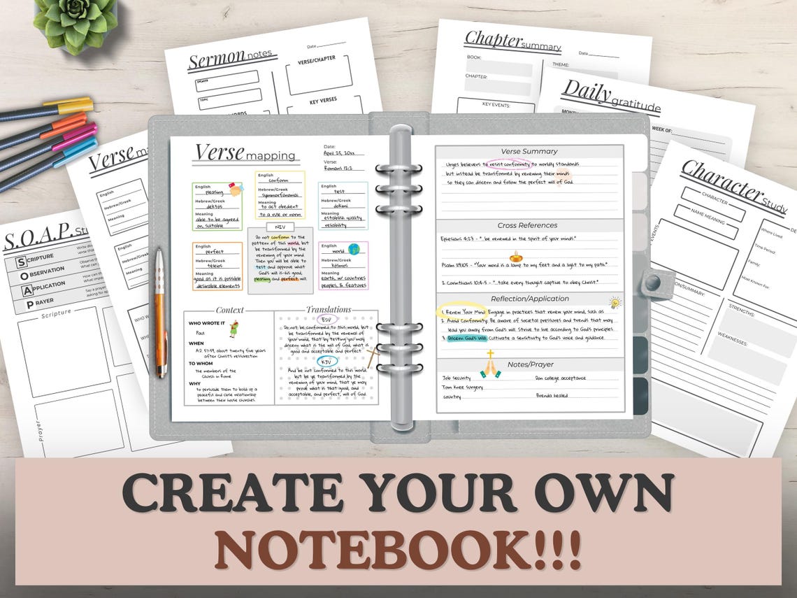 Printable Bible Study Bundle | Instant Download | Sermon Notes | Bible ...
