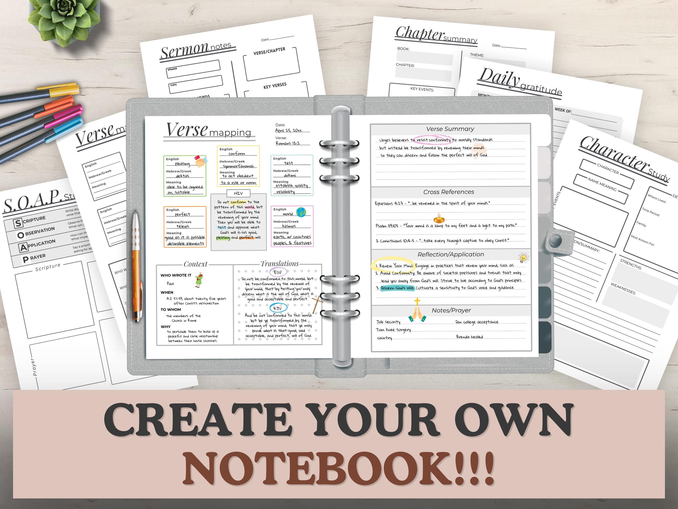 Printable Bible Study Bundle | Instant Download | Sermon Notes | Bible ...