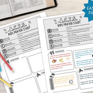Kids ACTS Prayer, Prayer Journal for Kids, Prayer Guide, Sunday School ...
