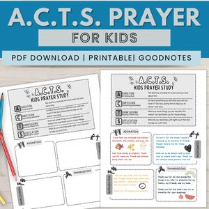 Kids ACTS Prayer, Prayer Journal for Kids, Prayer Guide, Sunday School ...