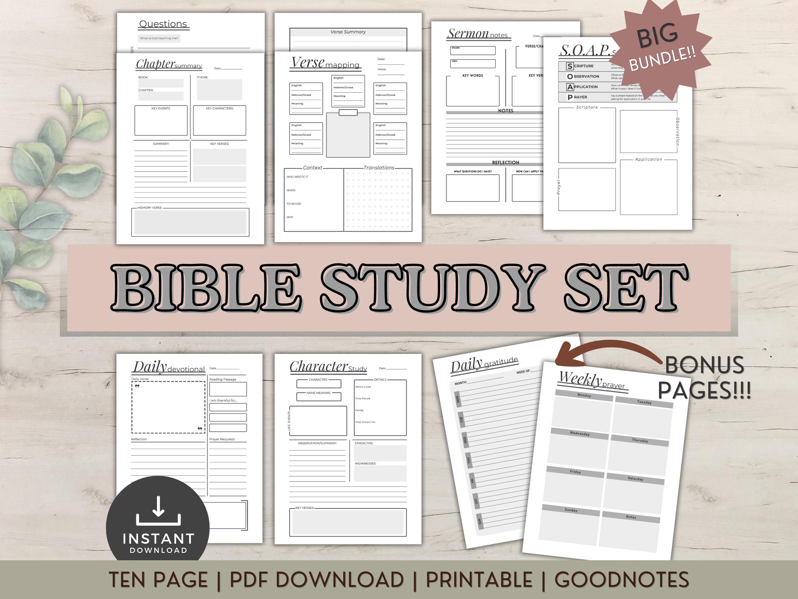 Printable Bible Study Bundle | Instant Download | Sermon Notes | Bible ...