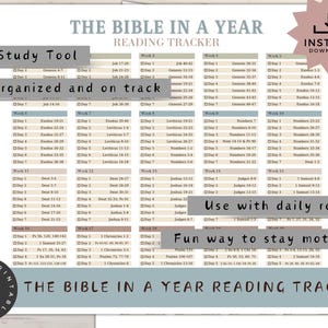 Chronological Bible Reading Tracker - Printable Daily Log, Study ...