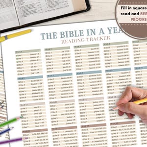 Chronological Bible Reading Tracker - Printable Daily Log, Study ...