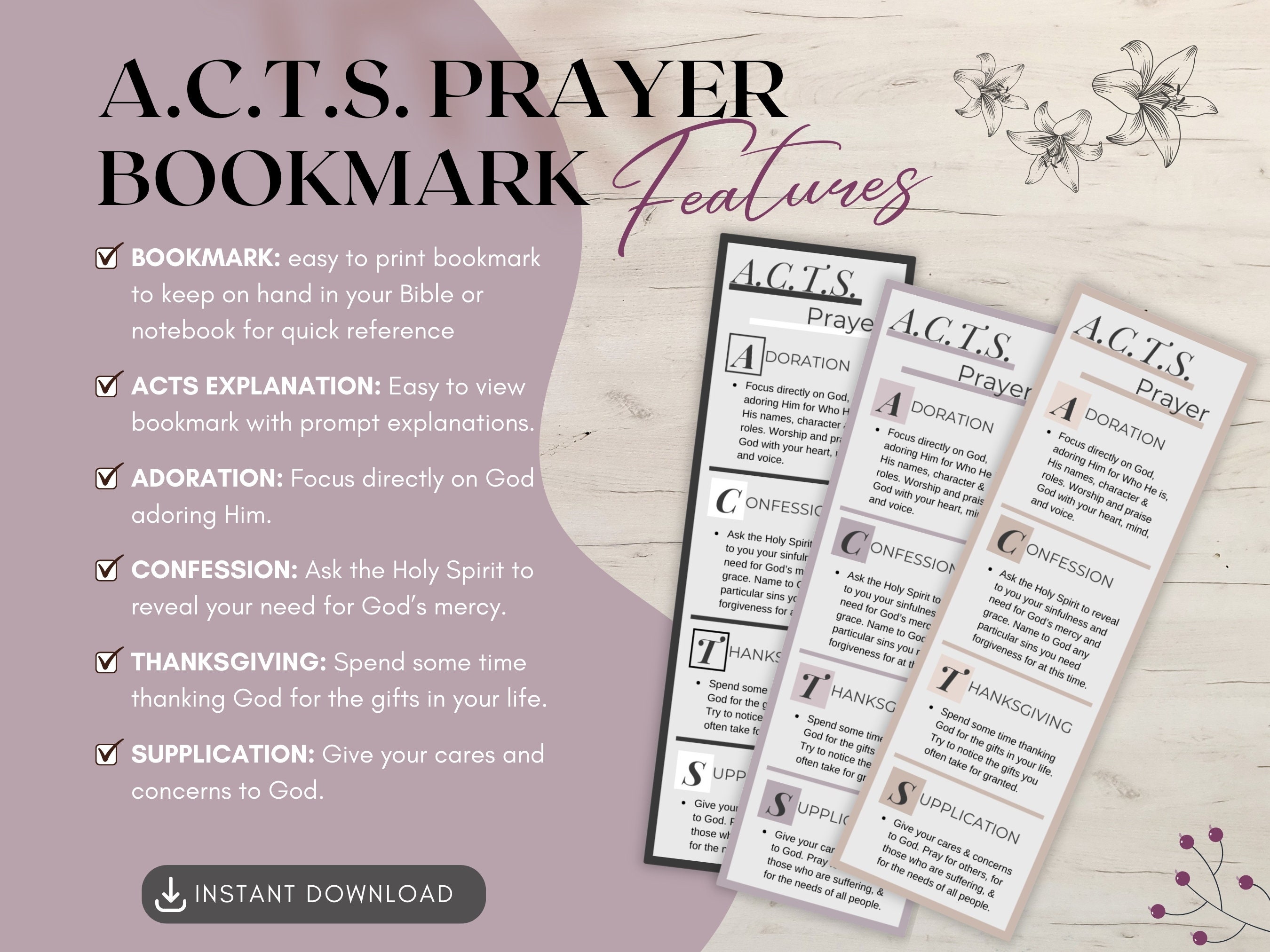 Bible Study Printable Bookmark Set Print Cut Books of the Bible ...