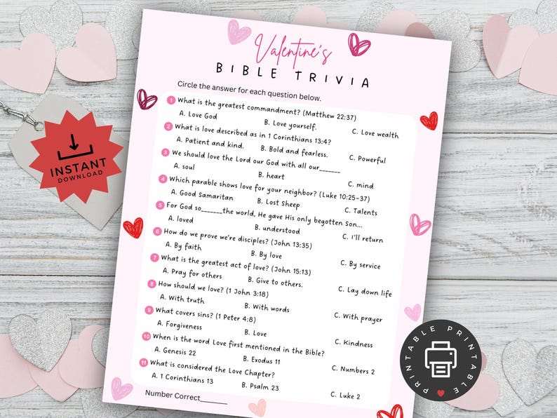 Valentine's Day Bible Trivia - Fun Games for Kids and Adults - Perfect ...