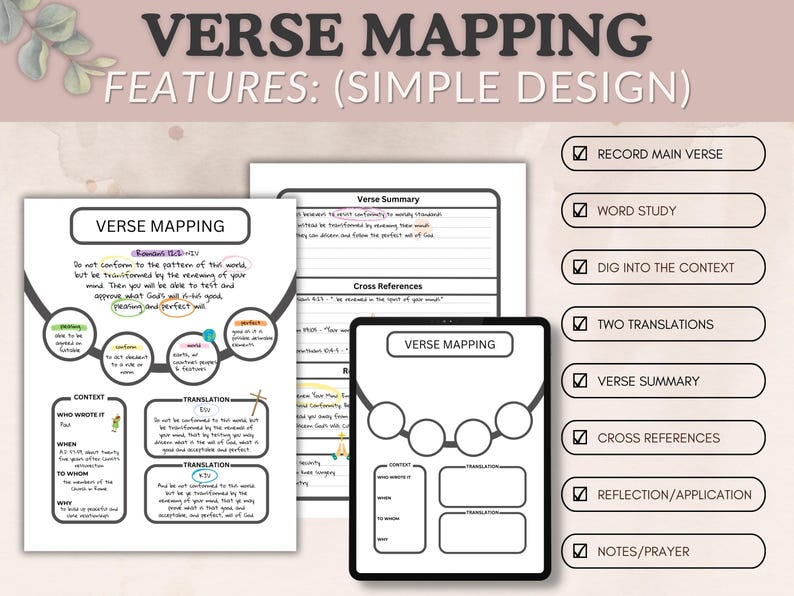 Verse Mapping Journal | Christian Planner | Bible Study Printable ...