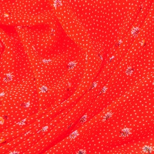 Red Floral Chiffon Fabric, Transparent Ditsy Daisy Print - Etsy