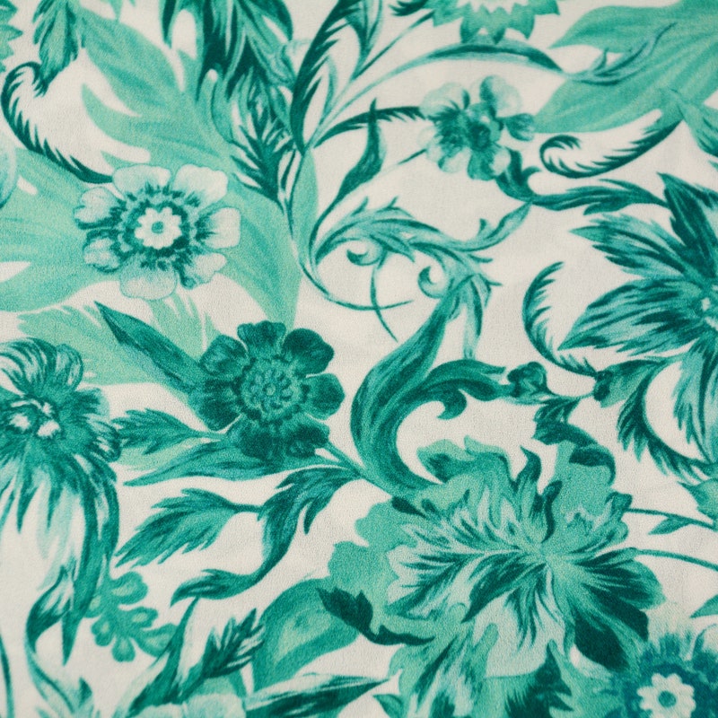 Teal Floral Fabric - Etsy
