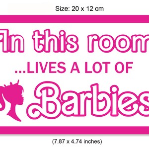 Barbie-lover Sign for Childrens Room in Barbie-pink - Etsy