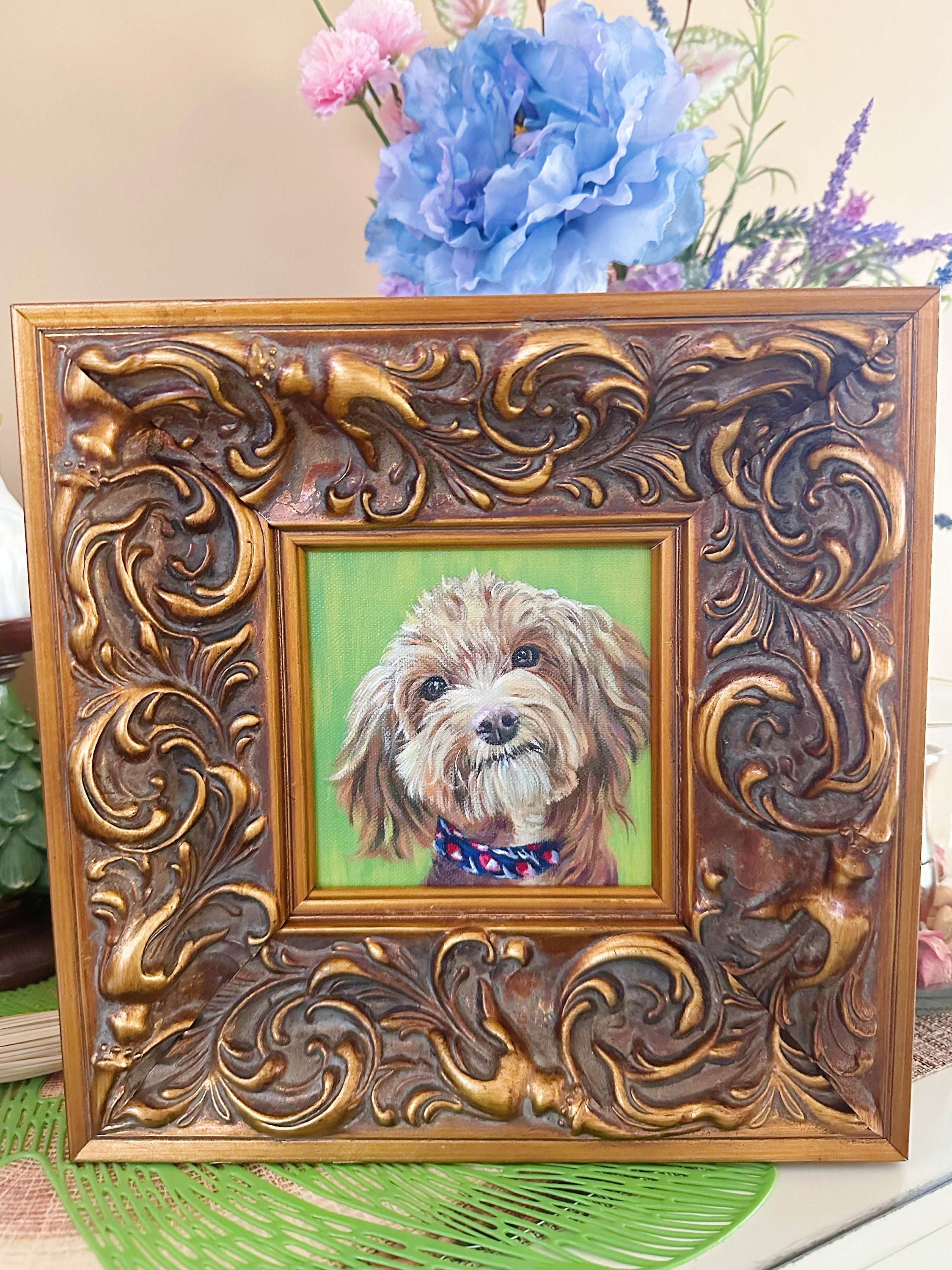 Custom Dogs Portrait Painting,acrylic, Home Decoration, Wall Art, Linen ...