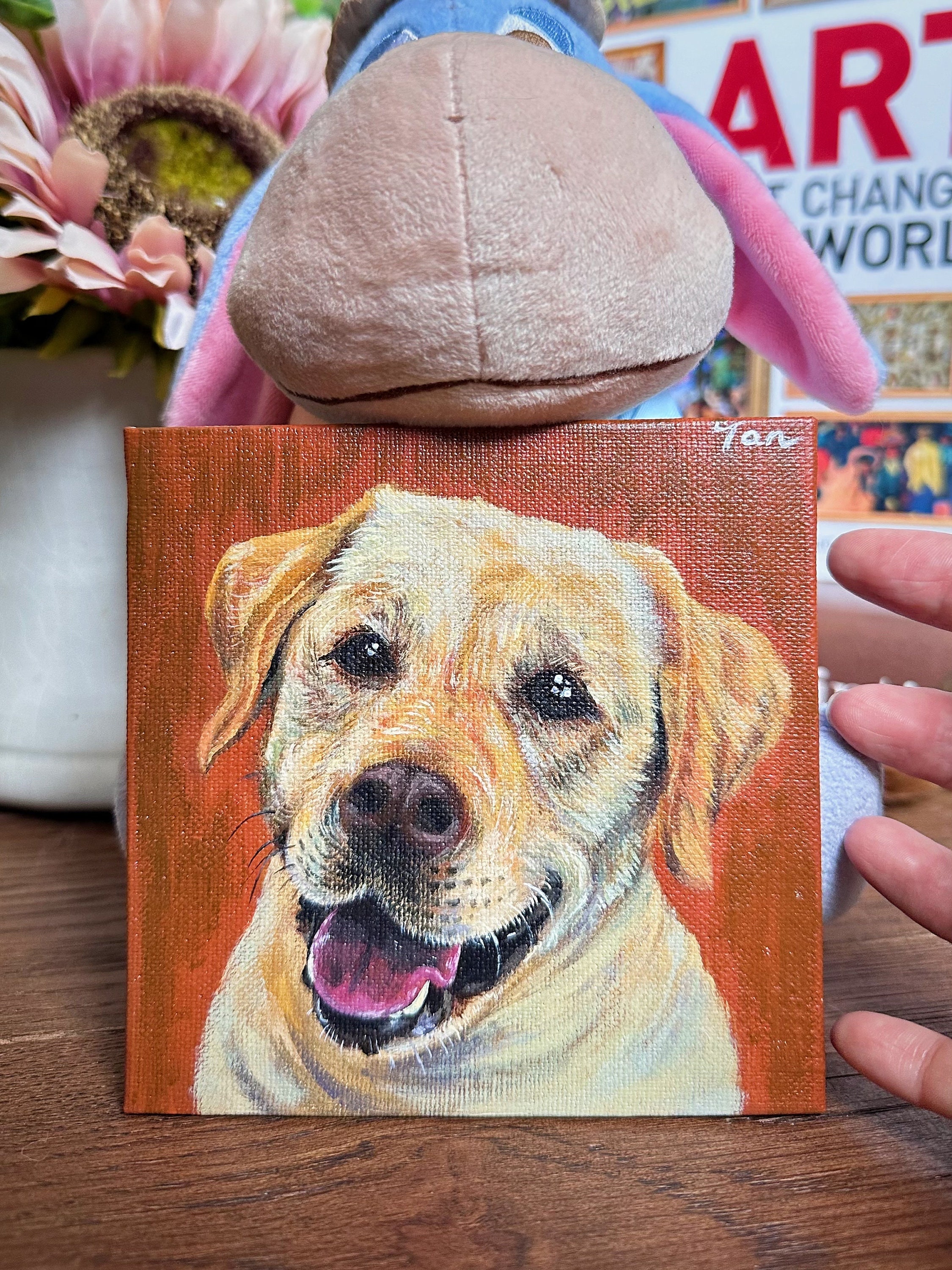 Custom Dogs Portrait Painting,acrylic, Home Decoration, Wall Art, Linen ...