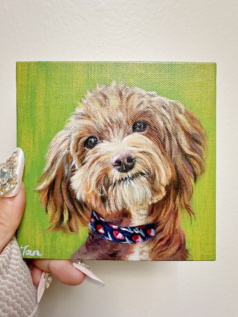 Custom Dogs Portrait Painting,acrylic, Home Decoration, Wall Art, Linen ...