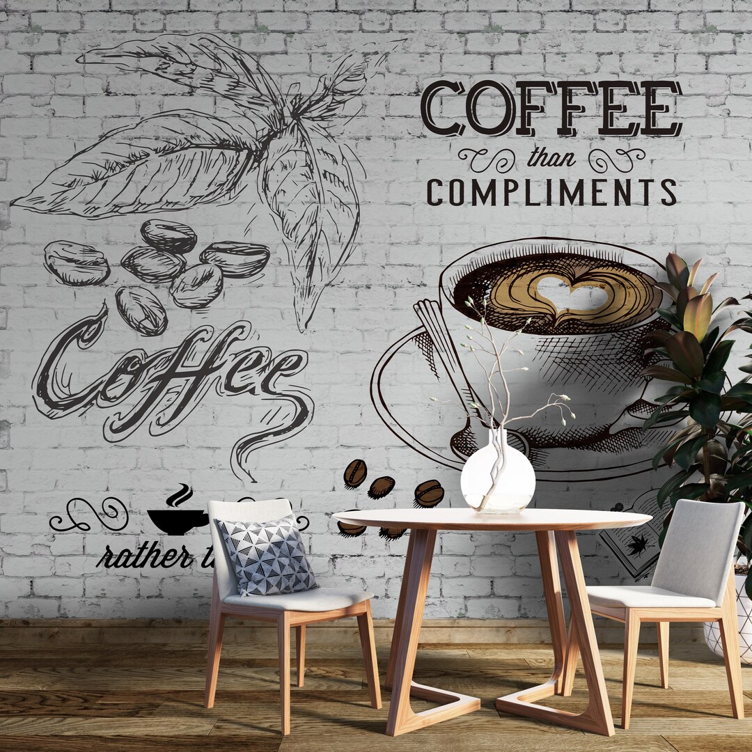 Coffe Shop Murals, Coffee Shop Wallpaper, Restaurant Peel and Stick ...
