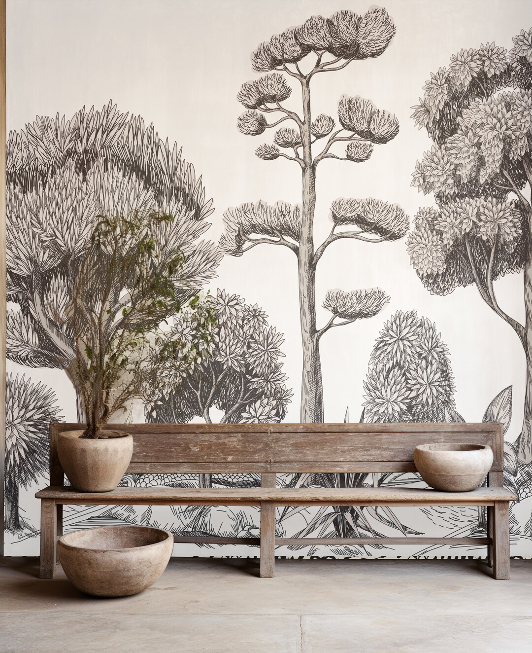 Scene Tree Wallpaper, Forest Wallpaper, Forest Landscape Wall Mural ...