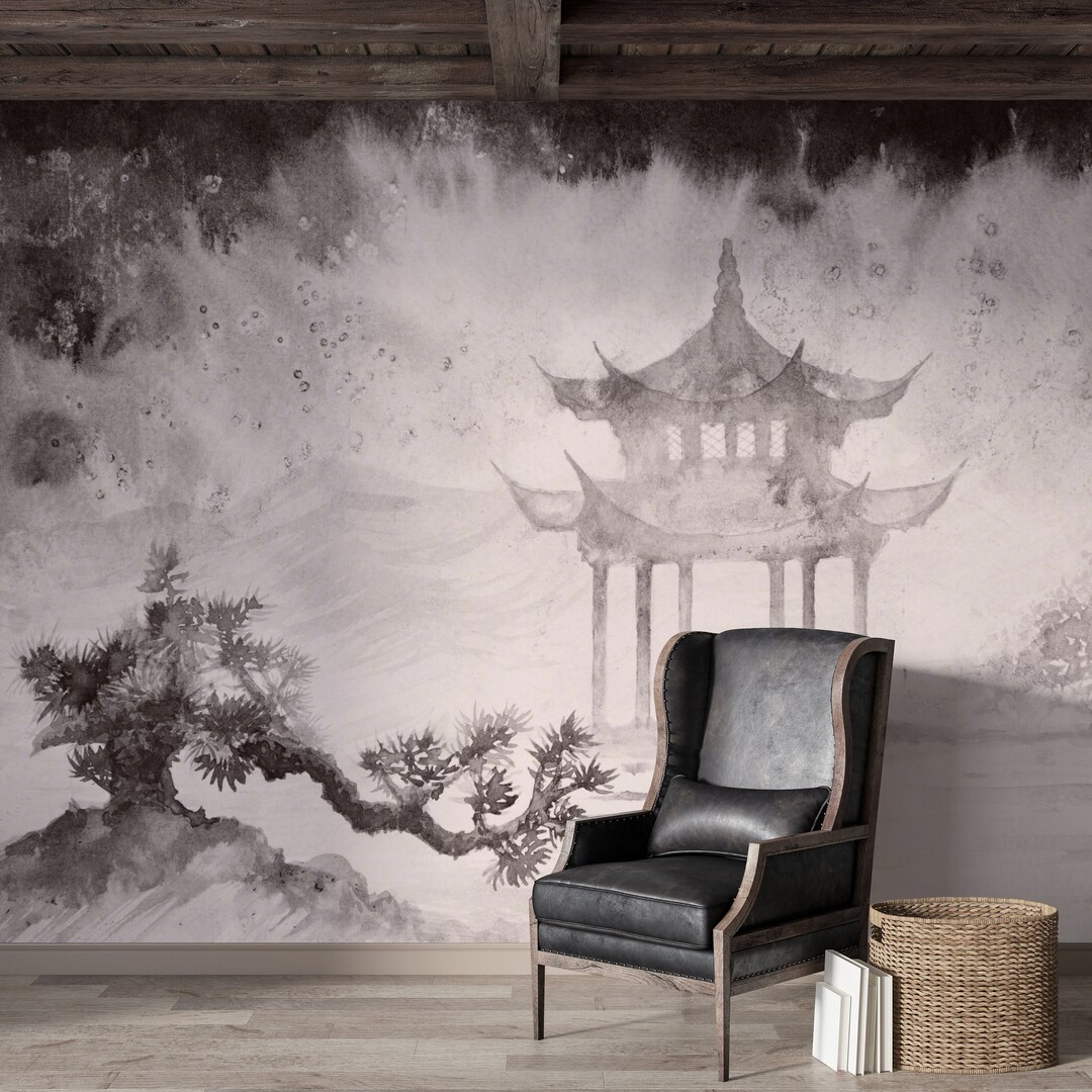 Chinoiserie Wallpaper, Japanese Wall Mural, Japanese Art Watercolor ...