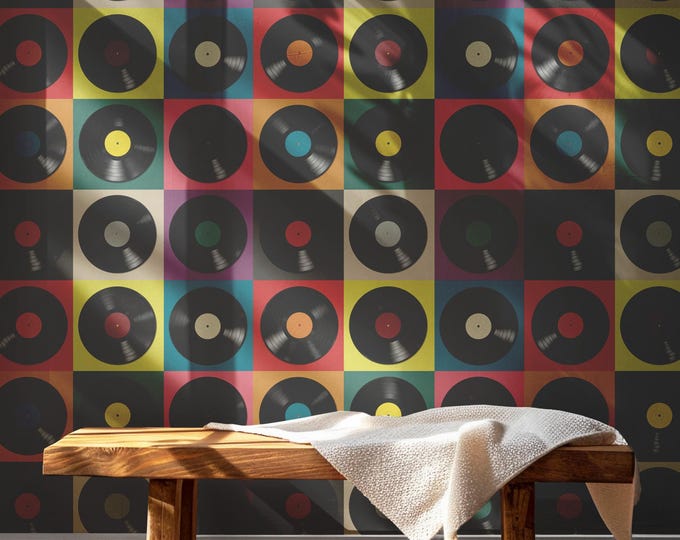 Records Wallpaper Peel and Stick Music Wall Art Vintage Wall Decor ...