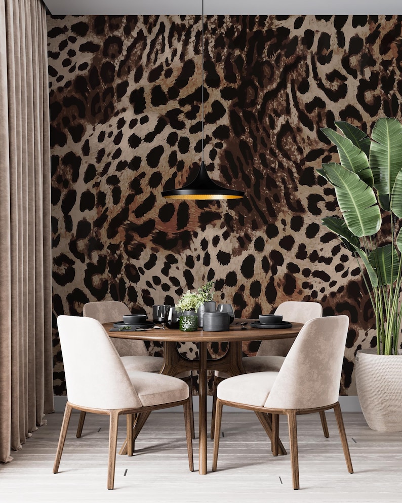 Leopard Print Wallpaper, Safari Wallpaper, Exotic Accent Wall Decor ...
