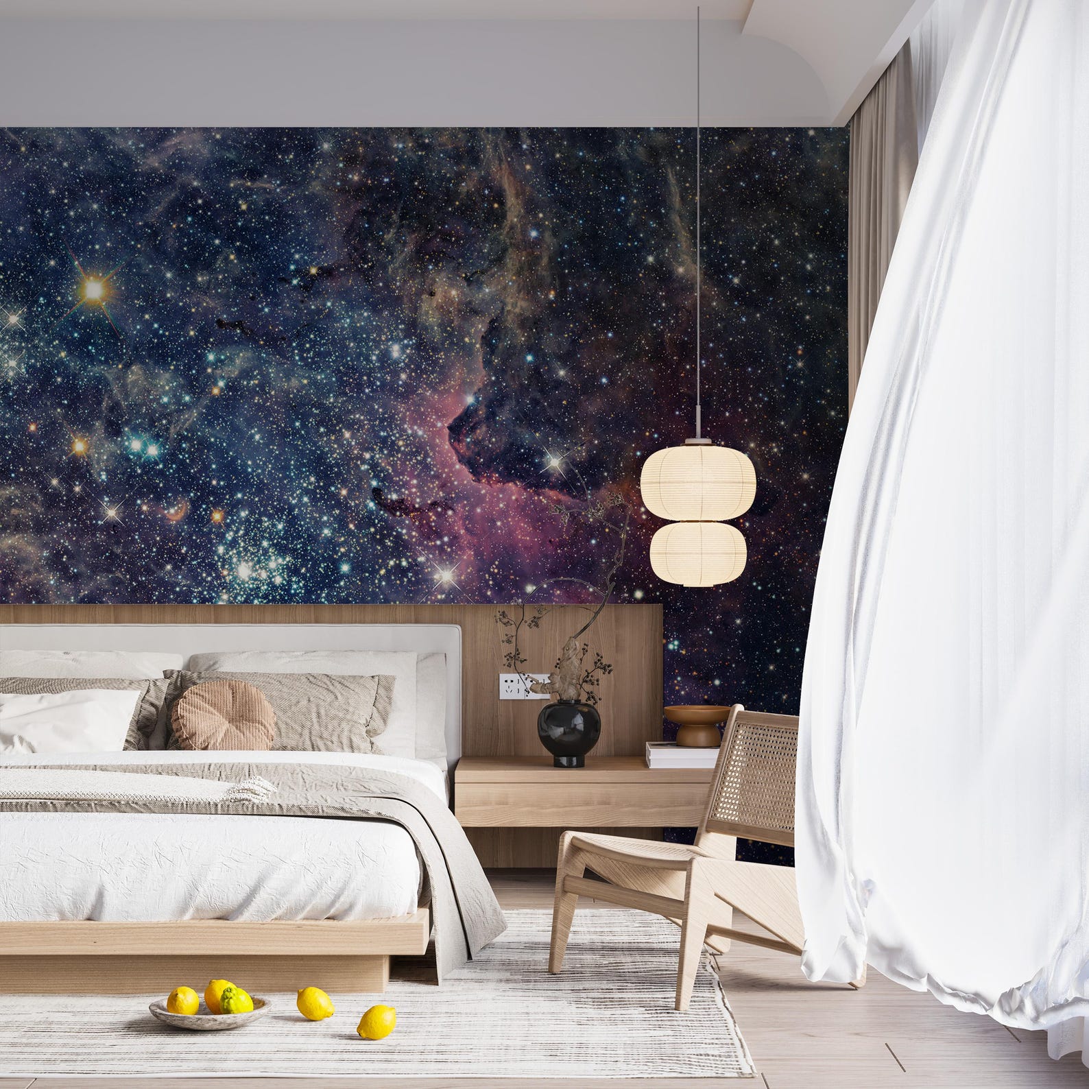 Outer Space Galaxy Mural, Night Sky Stars Self Adhesive Nursery Solar ...