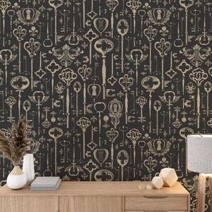 Vintage Keys Wallpaper Peel and Stick, Antique Retro Keys Wall Mural ...
