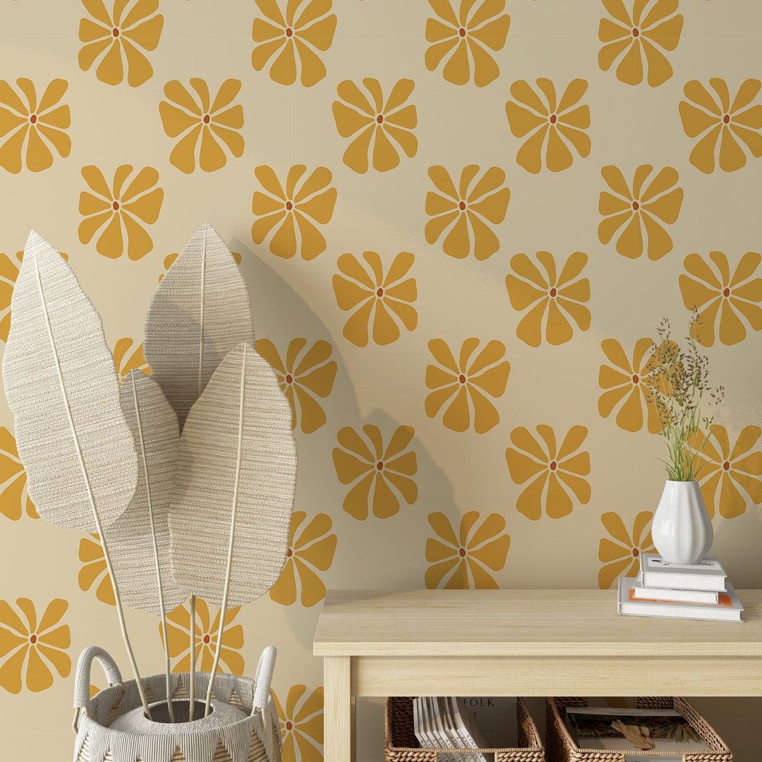 Daisy Wallpaper, Retro Whimsy Daisy, Retro Flower Wallpaper, 70s ...