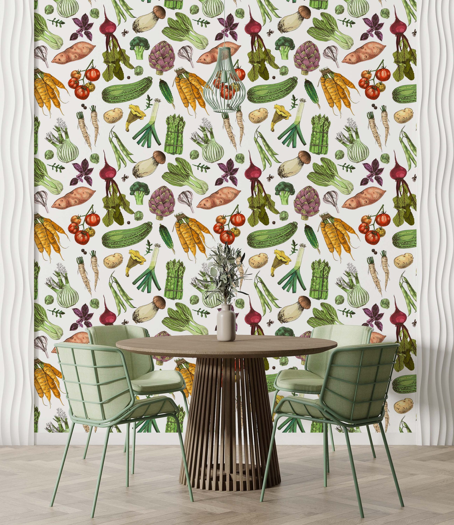 Vegetable Wallpaper, Veggie Print, Kitchen Wall Mural, Chef Wallpaper ...