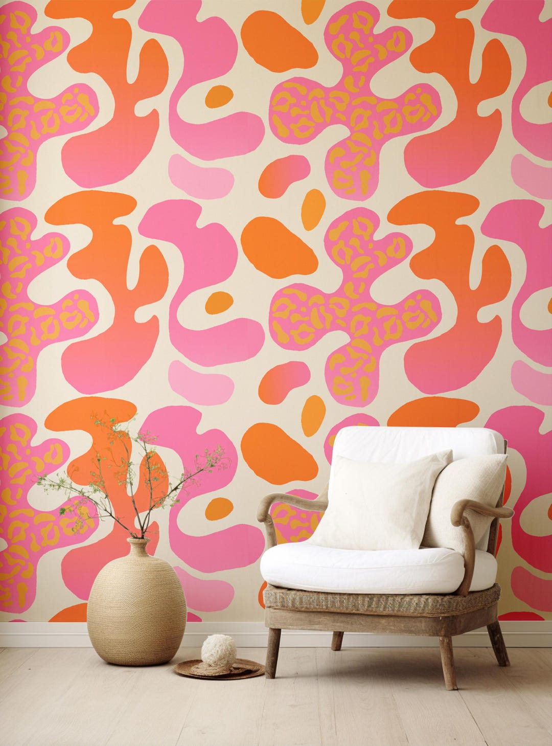 Colorful Abstract Mural, Line Art Wallpaper, Hand Drawing Wallpaper ...