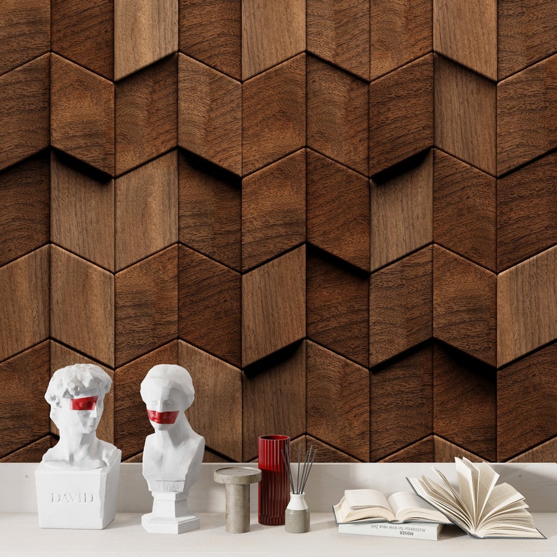 Wood Chevron Wallpaper, Farmhouse Wallpaper, Industrial Wallpaper, Wood ...