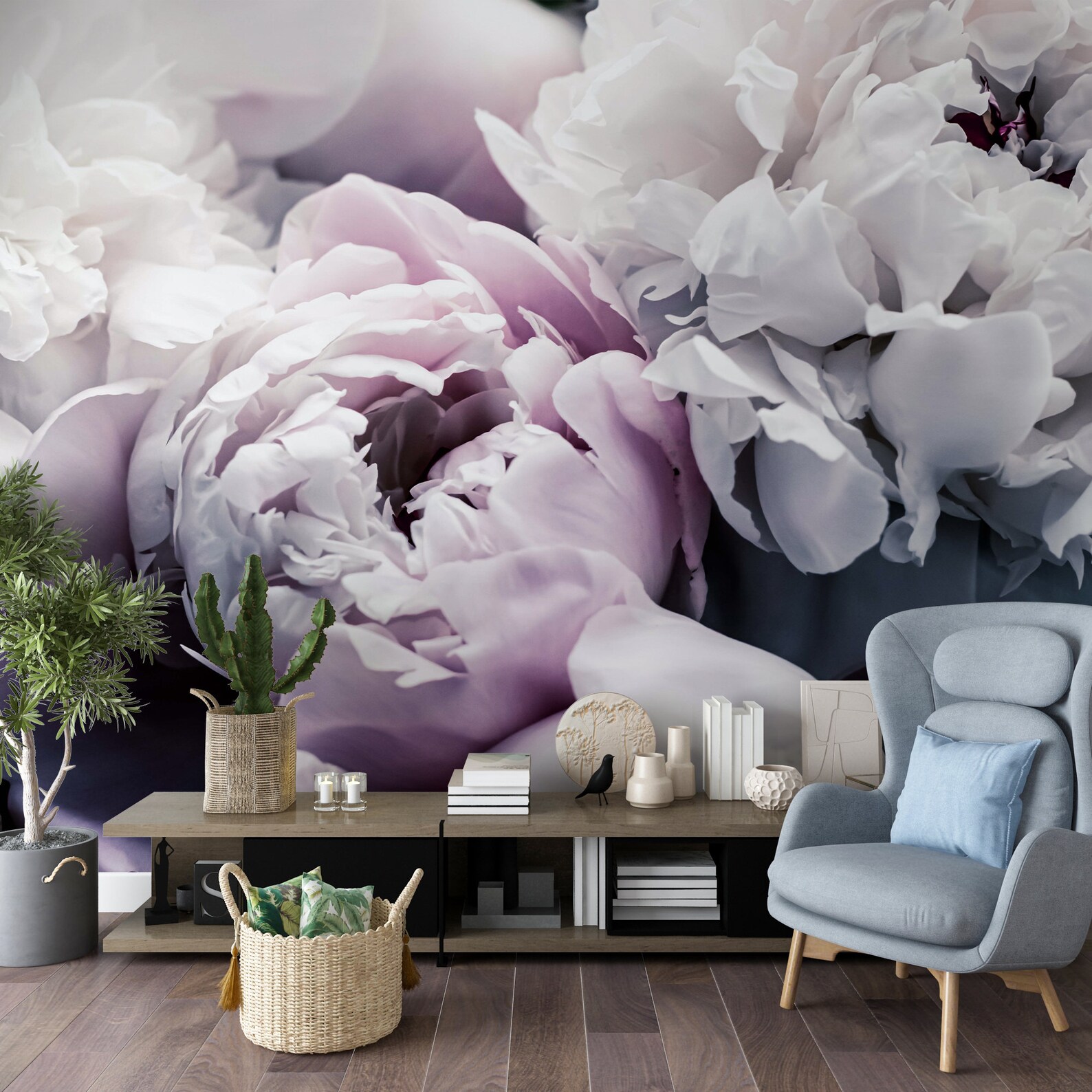 Peony Flower Wallpaper Girl Room, Peonies Floral Wall Mural Nursery ...