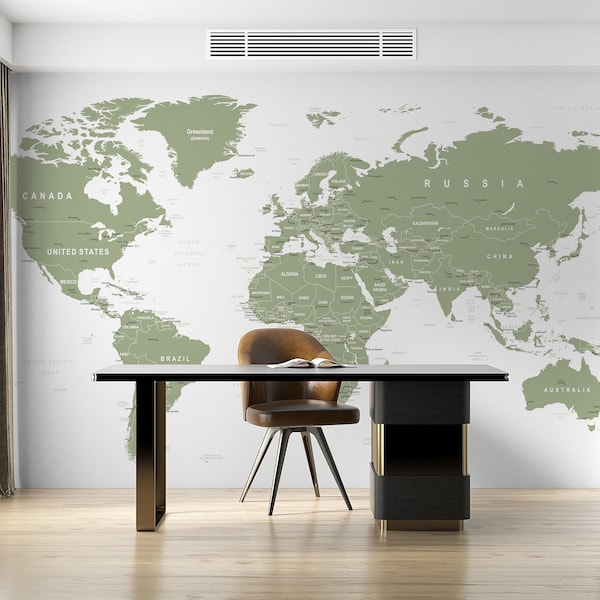 World Map Wall Mural - Etsy
