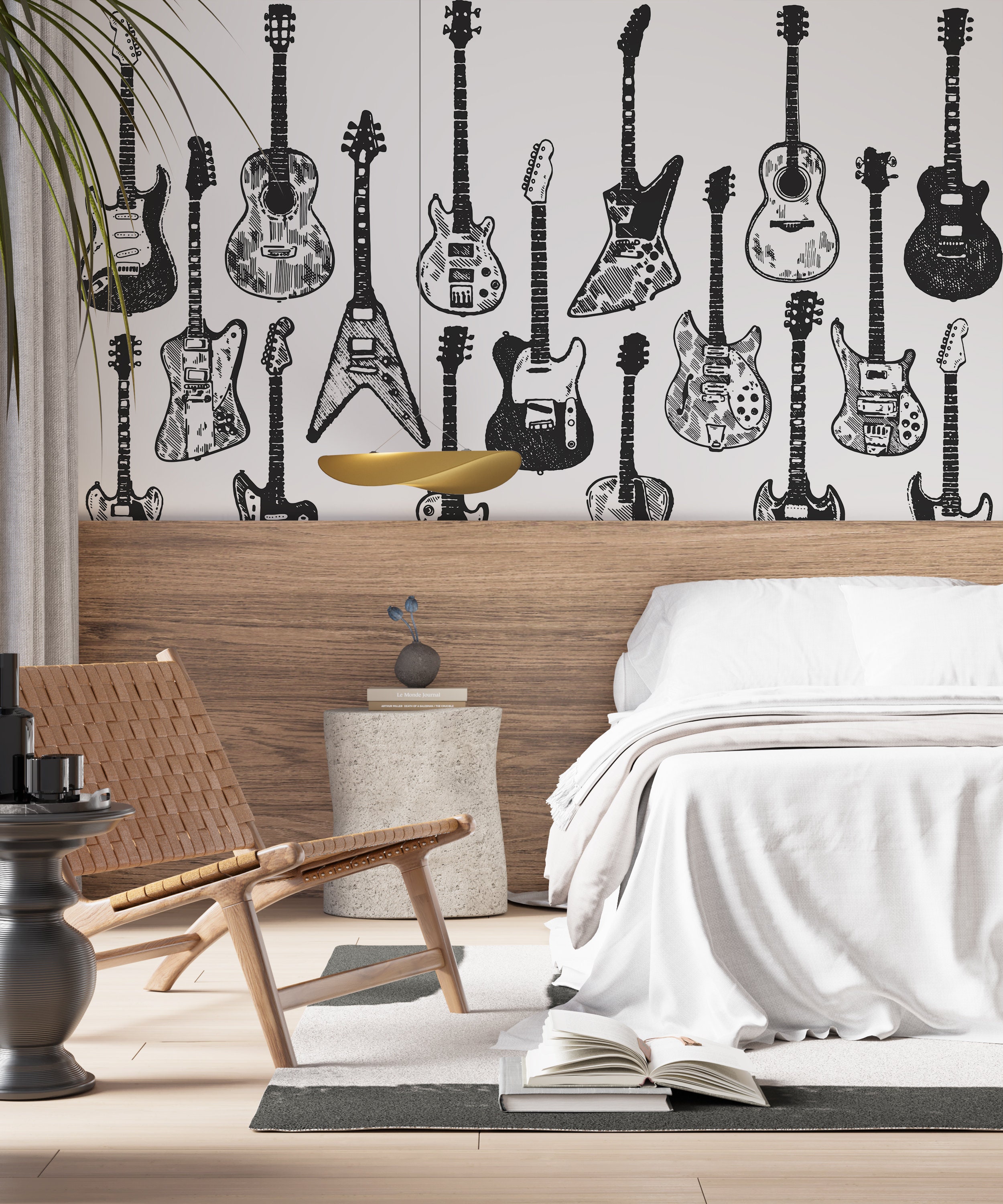 Music Instrument Wallpaper, Modern Rock Bar Wall Mural, Rock and Roll ...