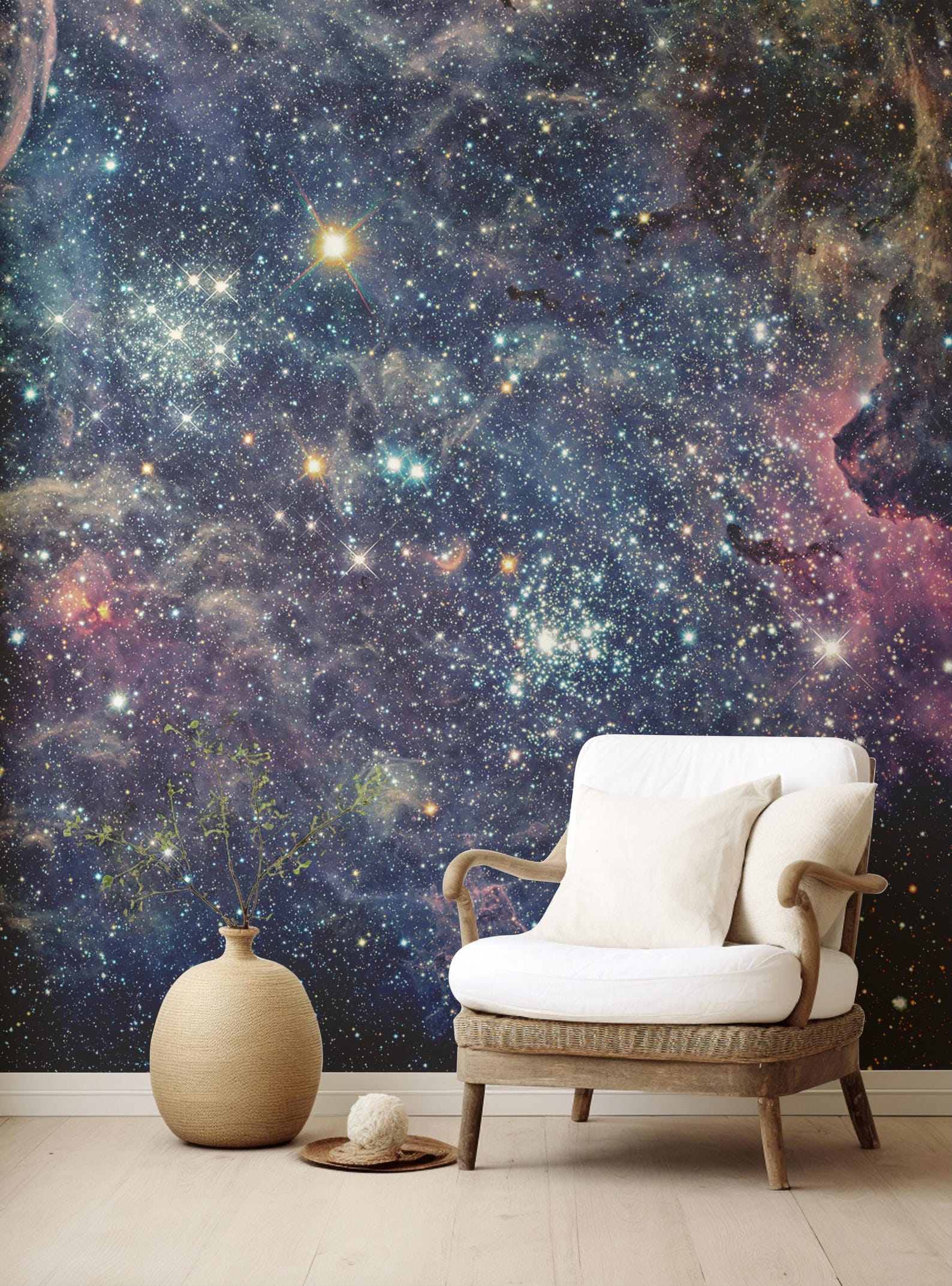 Outer Space Galaxy Mural, Night Sky Stars Self Adhesive Nursery Solar ...