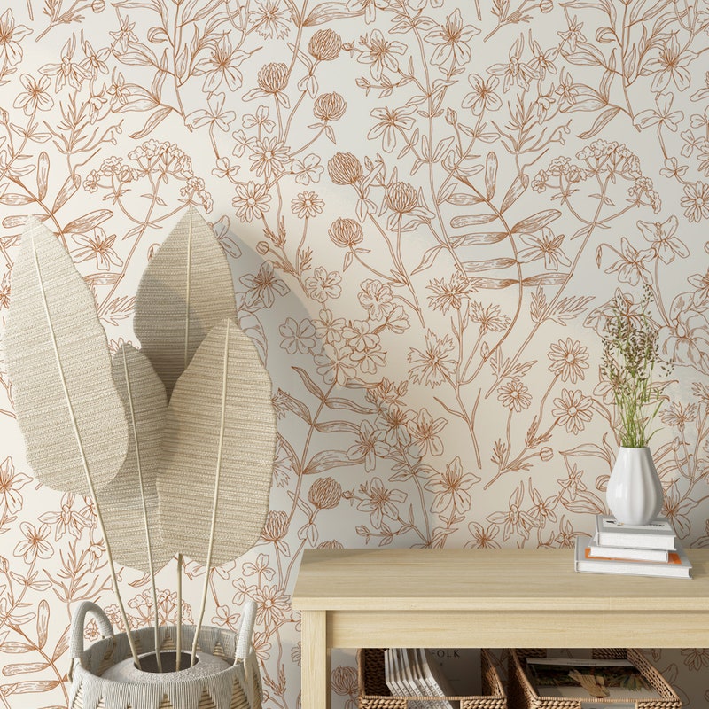 Boho Herbs Wallpaper - Etsy