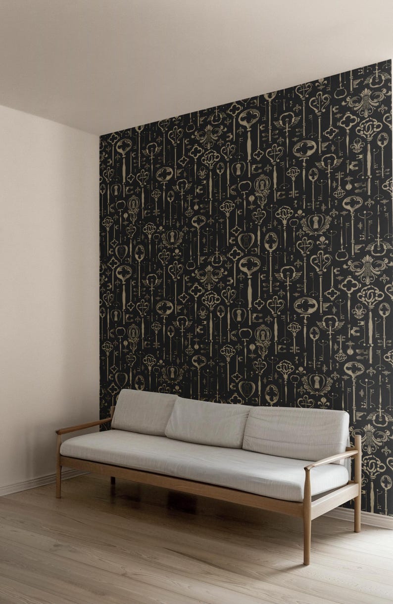 Vintage Keys Wallpaper Peel and Stick, Antique Retro Keys Wall Mural ...
