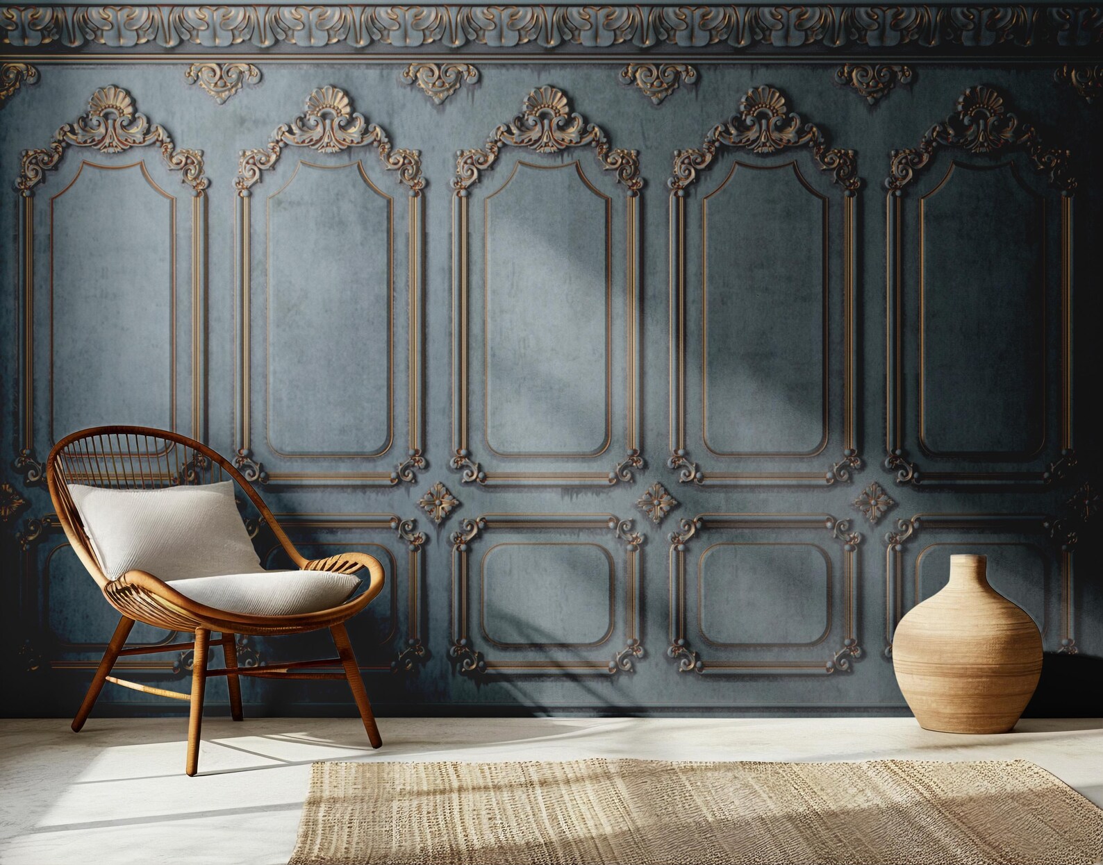 Molding Wallpaper, Interior Wall With Cornice Wall Mural, European Wall ...