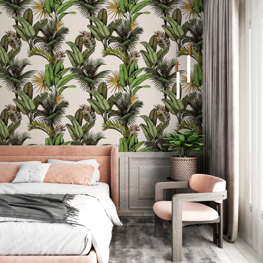 Botany Banana Leaves Wallpaper, Green Tropical Palm Wallpaper ...