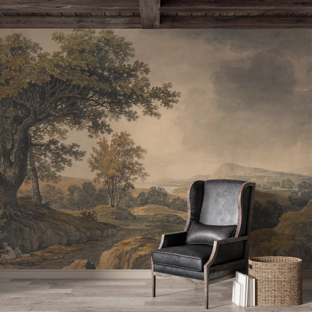 Scenic Rural Landscape Wallpaper, Rustic Countryside Renters Wall Mural ...